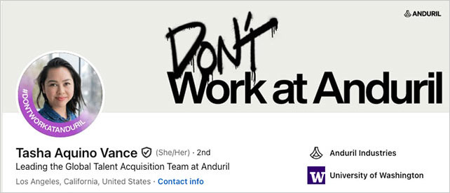 Anduril, the military contractor, has a message for potential employees ...