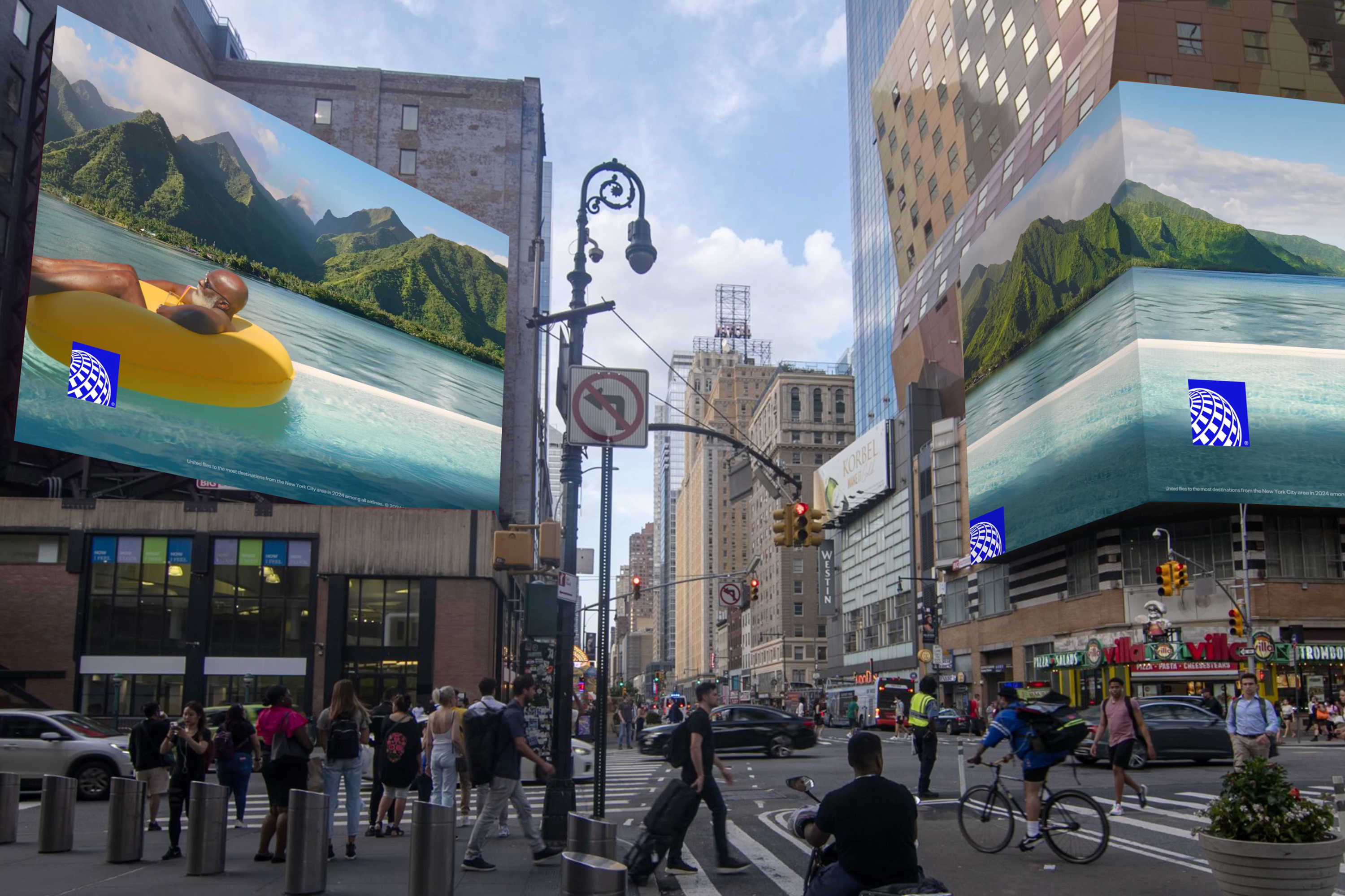 United Airlines OOH ads, tour of new digital billboards | Ad Age