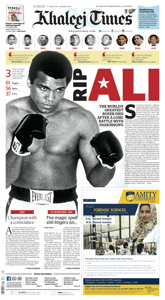 Remembering Muhammad Ali: 12 Newspaper Front Pages From Around the ...