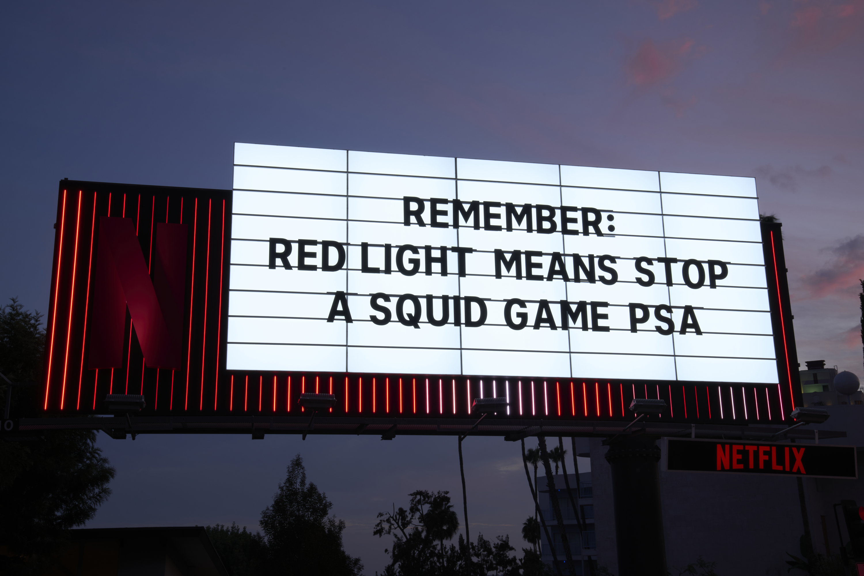 Netflix 'Squid Game' sign wants to keep you alive | Ad Age