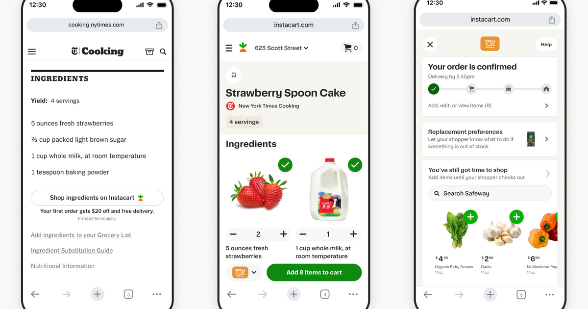 New York Times Cooking and Instacart’s new recipe shopping partnership ...