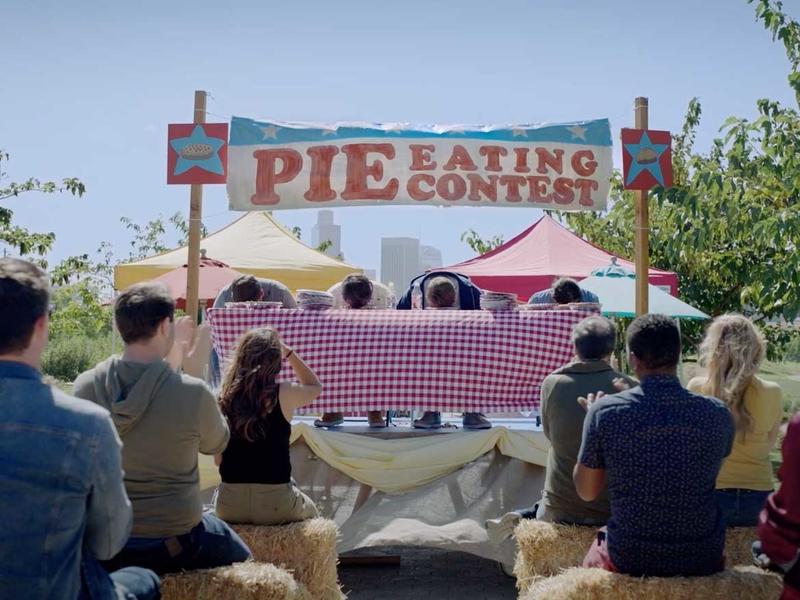 A pie-eating contest takes an intimate, incredulous turn in new spots ...