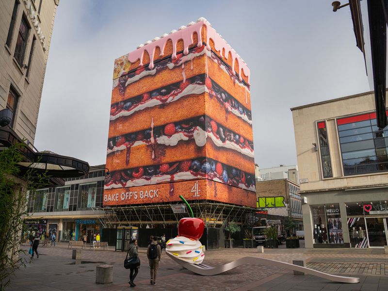 78ft cake-wrapped building promotes 2021 Great British Bake Off | Ad Age