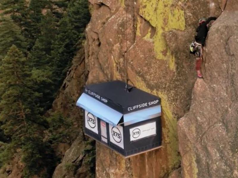 Only Hardcore Climbers Can Reach This Cliffside Pop-Up Outdoor Shop ...